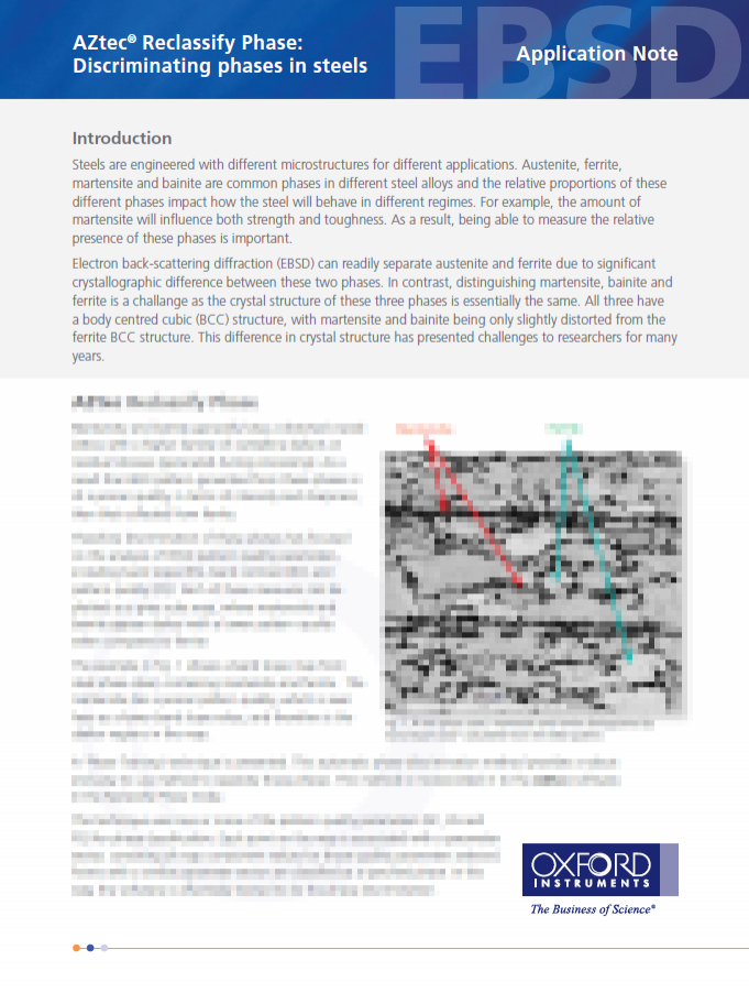 AZtec Reclassify Phase - Discriminating phases in steels - Nanoanalysis - Oxford Instruments