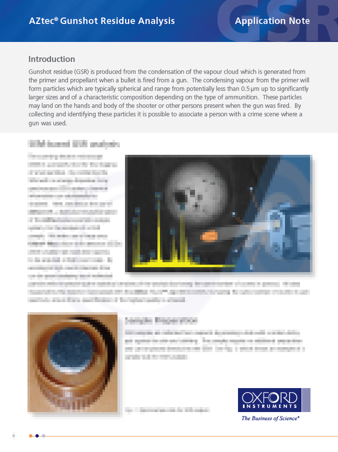 AZtec Gunshot Residue Analysis - Nanoanalysis - Oxford Instruments