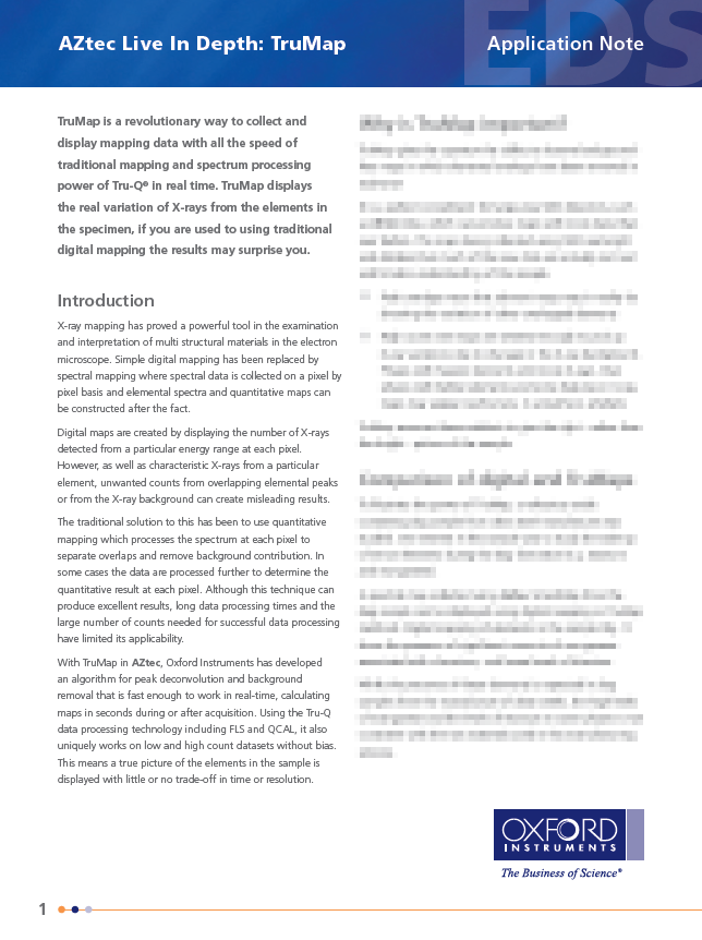AZtecLive In Depth - TruMap - Nanoanalysis - Oxford Instruments