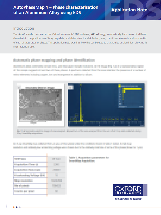 Phase characterisation of an Aluminium Alloy using EDS - Nanoanalysis - Oxford Instruments