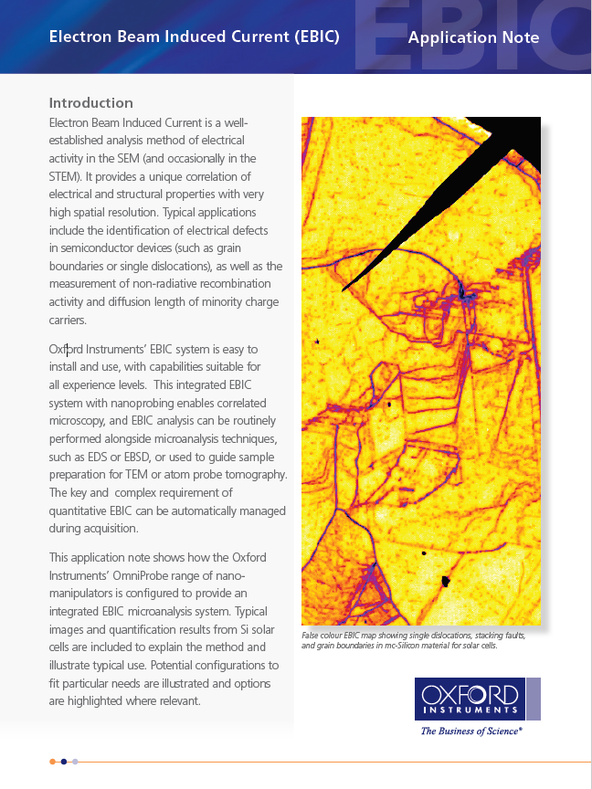 Electron Beam Induced Current (EBIC) - Nanoanalysis - Oxford Instruments