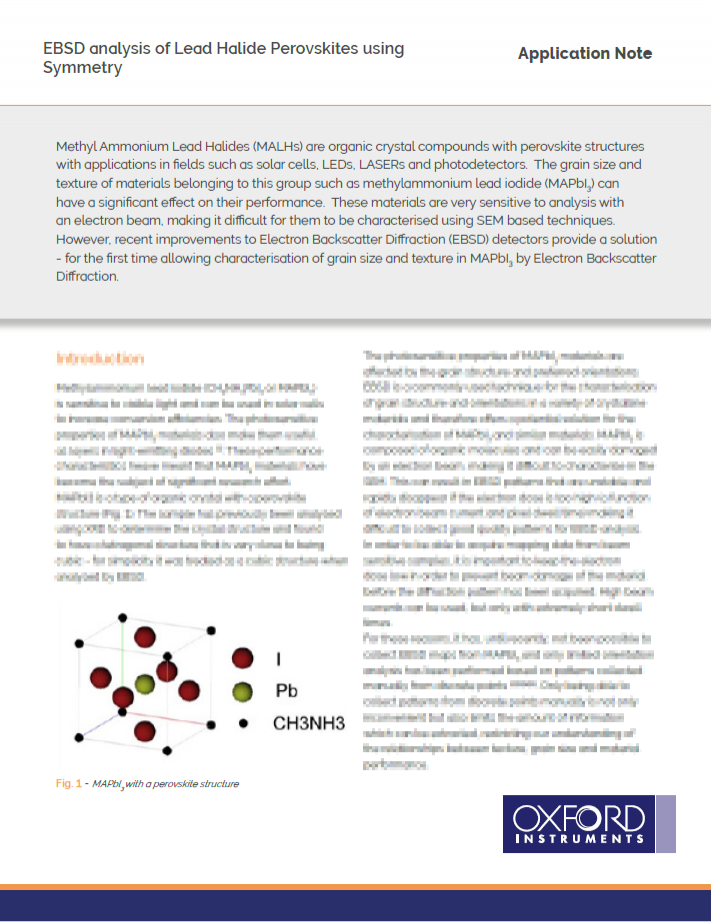 EBSD Analysis of Halide Perovskites using Symmetry - Nanoanalysis ... EBSD Analysis of Halide Perovskites using Symmetry - Nanoanalysis ...
