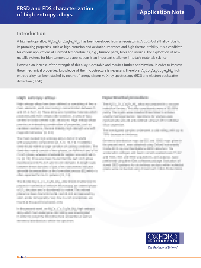 EBSD and EDS Characterisation of high entropy alloys - Nanoanalysis - Oxford Instruments