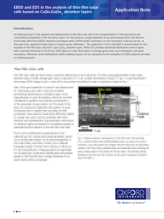 EBSD and EDS in the analysis of thin-film solar cells based on Cu(In,Ga ...