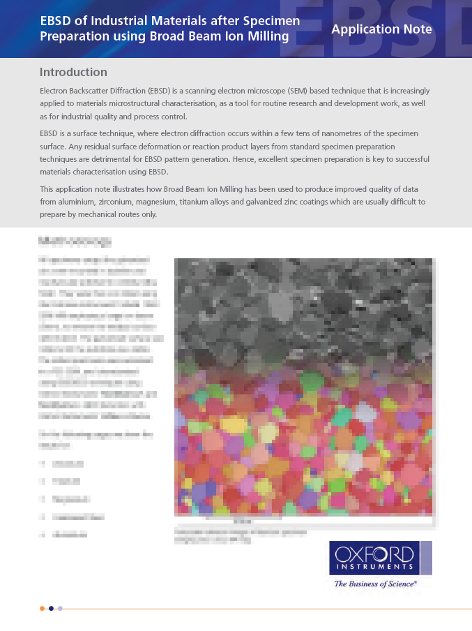 EBSD of Industrial Materials after Specimen Preparation using Broad ...