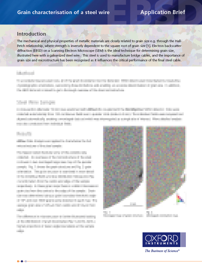 Grain characterisation of a steel wire - Nanoanalysis - Oxford Instruments