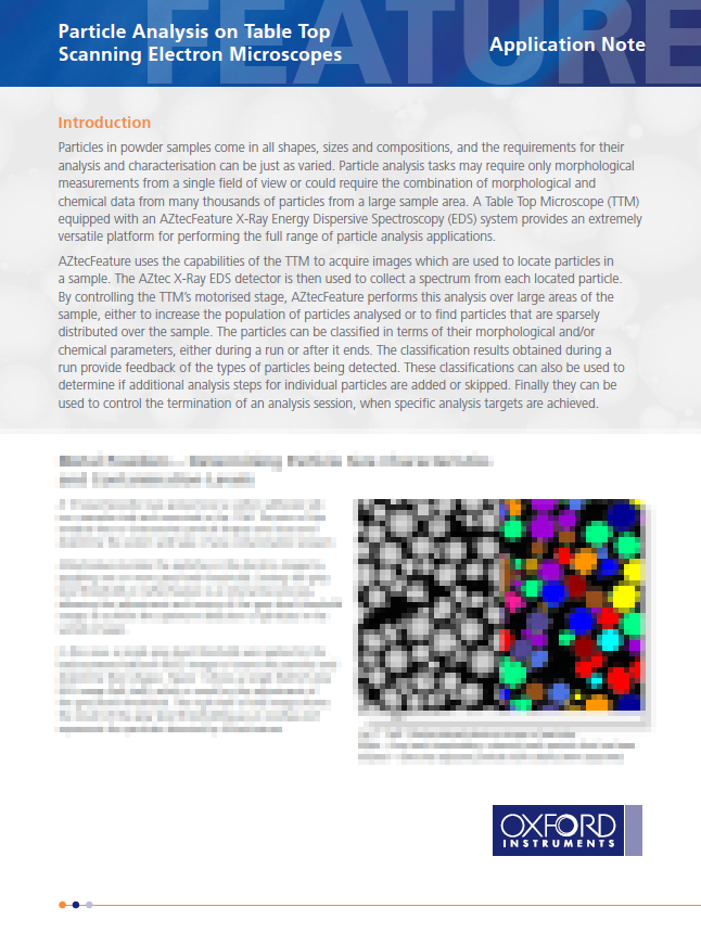 Particle Analysis on Table Top Scanning Electron Microscopes ...