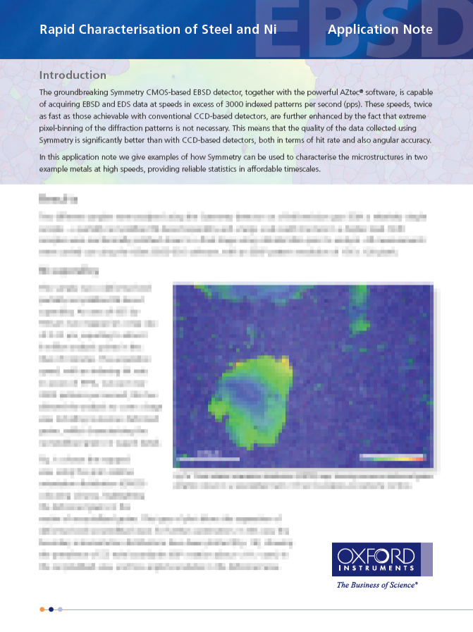 Rapid Characterisation of Steel and Ni - Nanoanalysis - Oxford Instruments